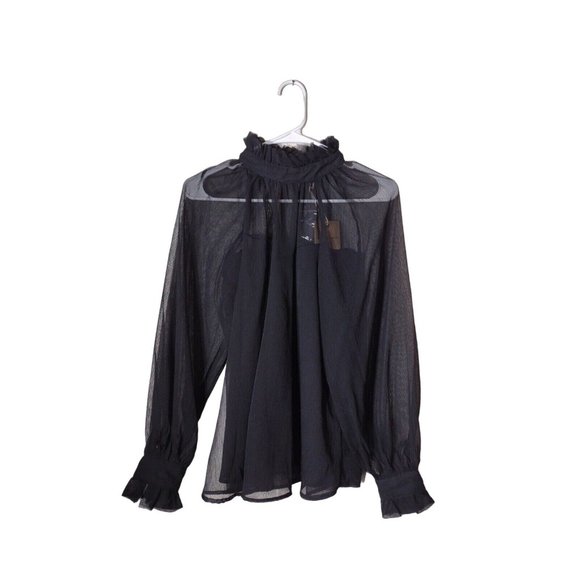 Blu Pepper | Tops | Blu Pepper Top Womens Small Sheer Overlay Raw Cuff ...